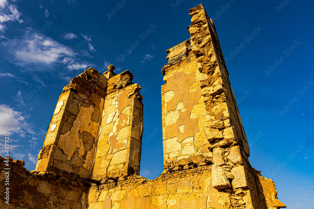 ruined castle in the canary islands in ruins with beautiful colors ...