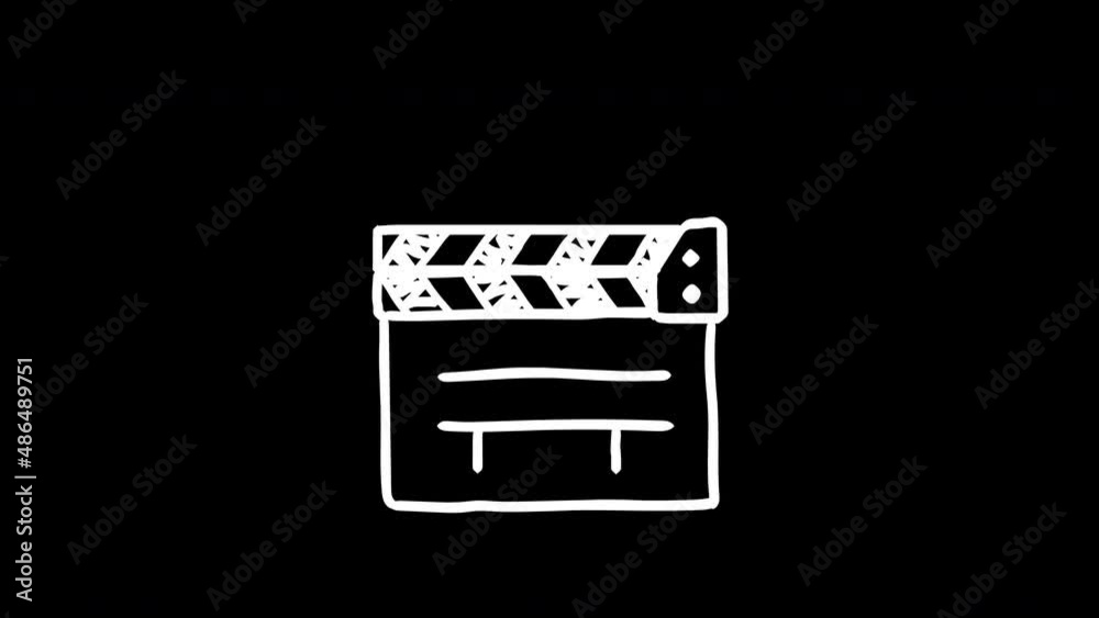 Animated movie clapperboard. Frame by frame animation. Alpha channel ...