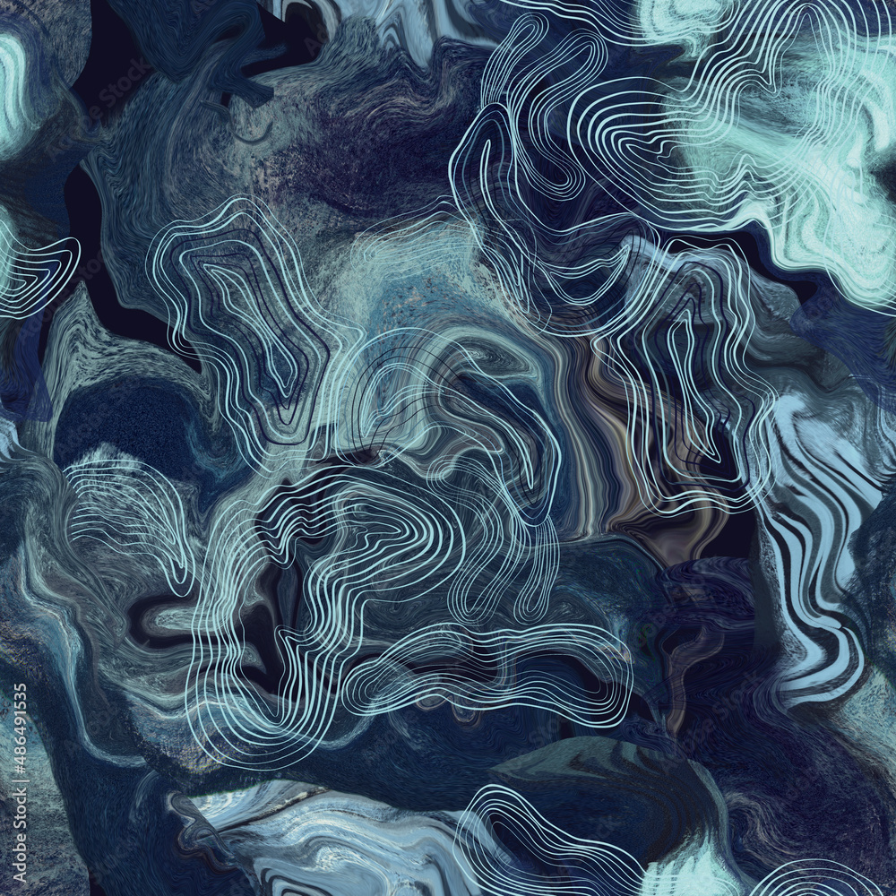 Seamless digital marble patterns. Beautiful curves and transitions of ...