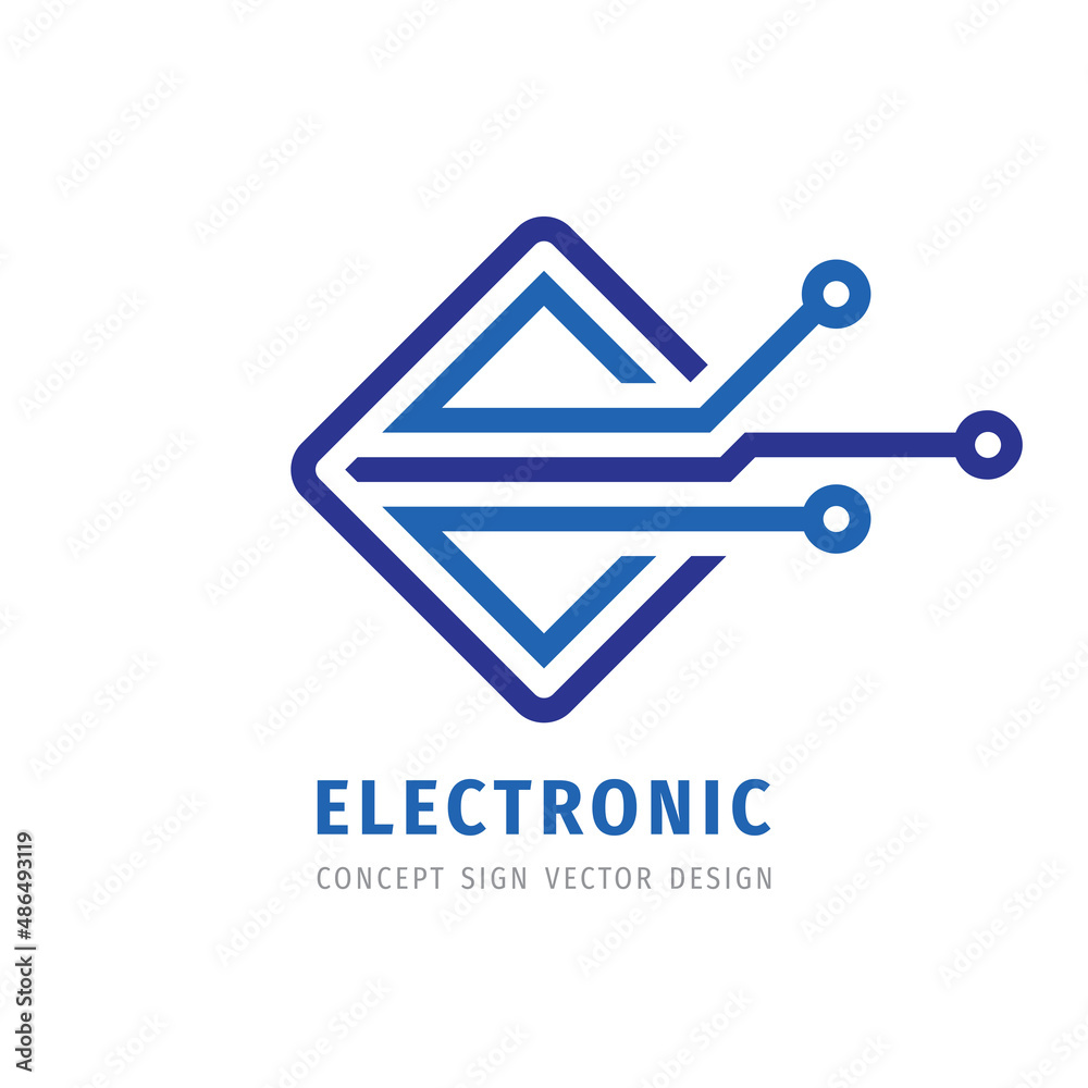 Electronic technology - vector logo design. Digital chip sign. Network ...