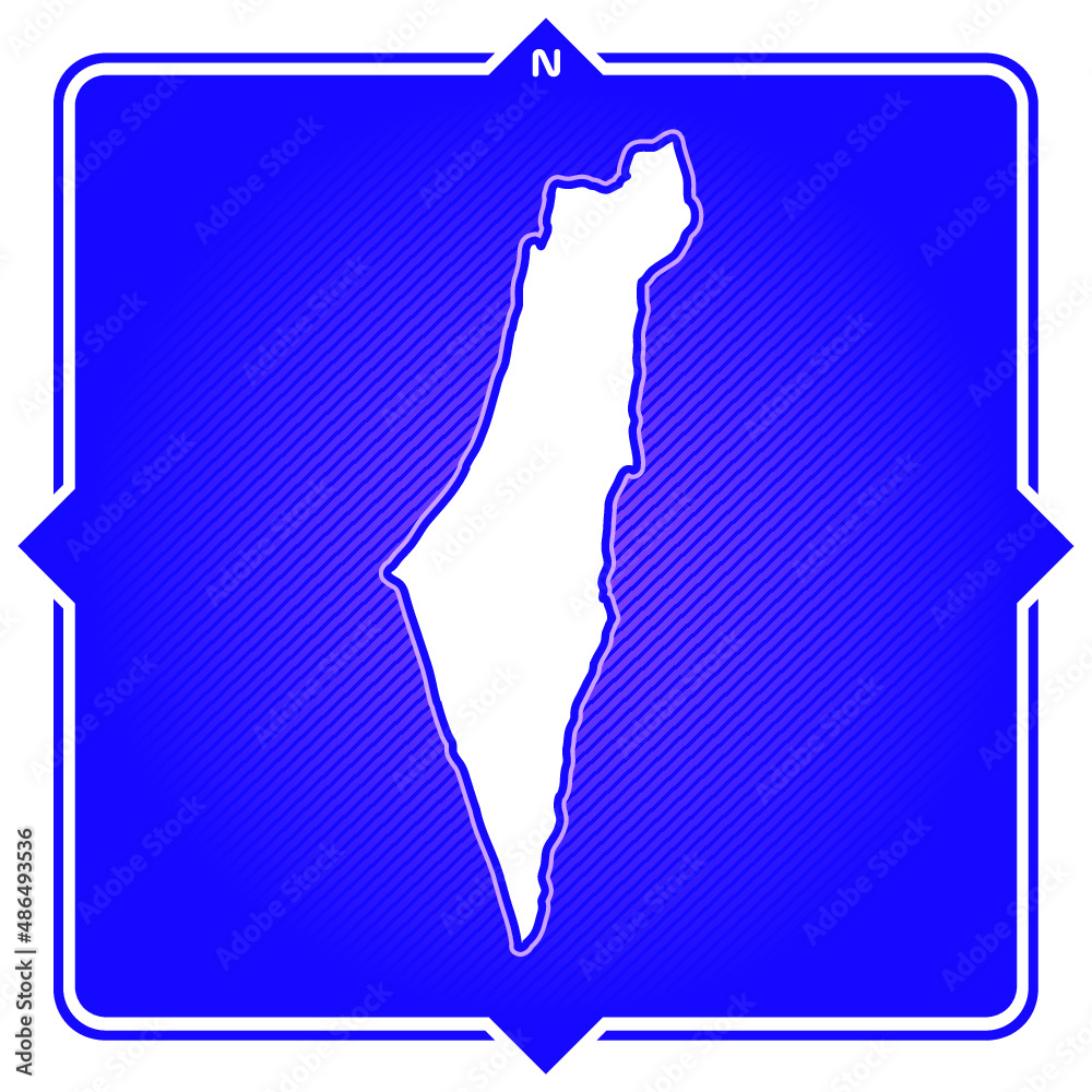 Simple outline map of israel with compas Stock Vector | Adobe Stock