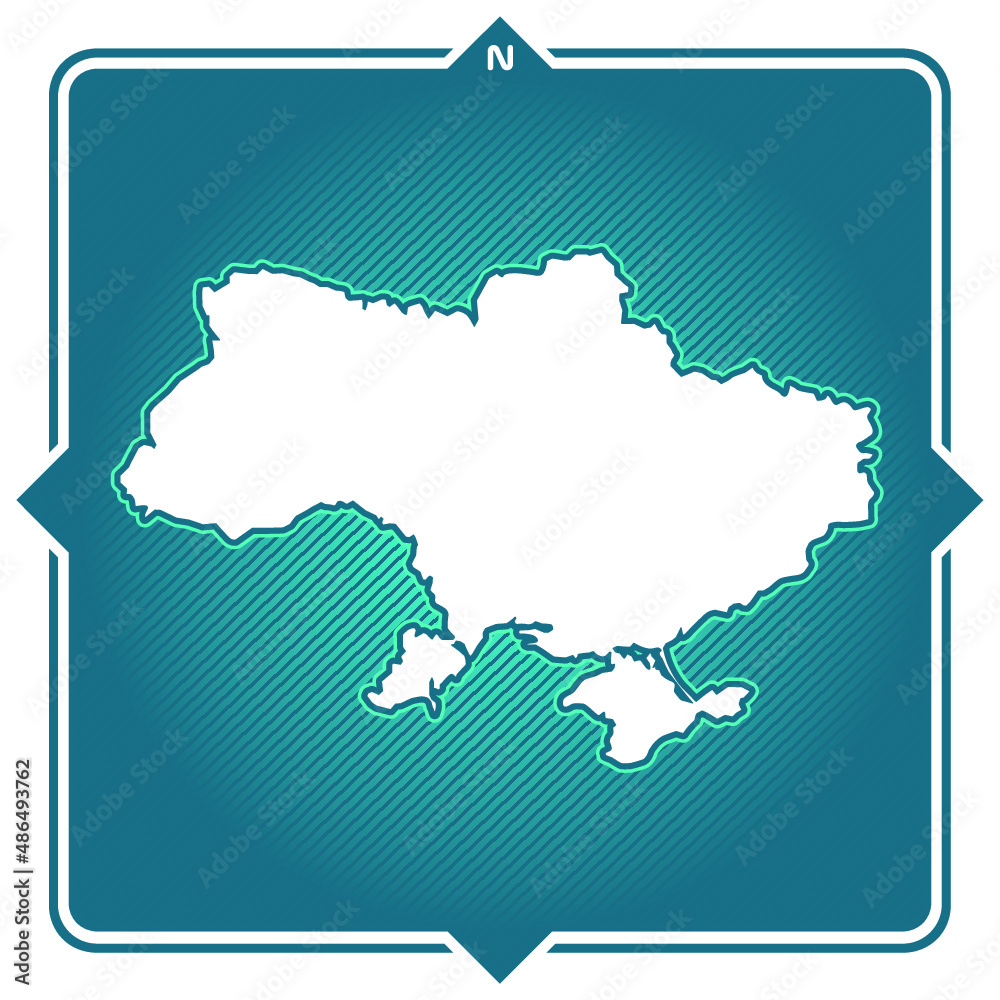Simple outline map of Ukraine with compas Stock Vector | Adobe Stock
