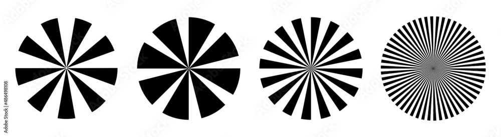 Set of sun rays. Abstract sun shapes isolated on white background Stock ...