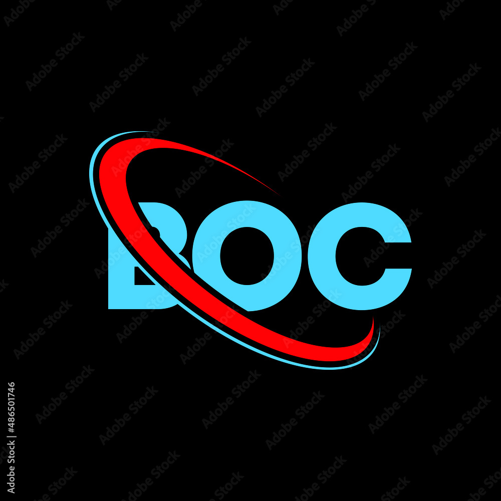 BOC logo. BOC letter. BOC letter logo design. Initials BOC logo linked ...