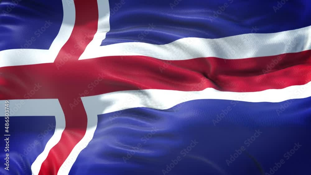 Icelandic flag is waving slow motion in full screen. Loopable 4K ...