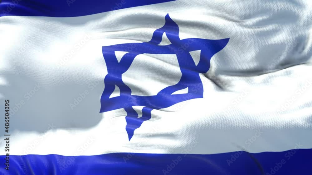 Israeli flag is waving slow motion in full screen. Loopable 4K ...
