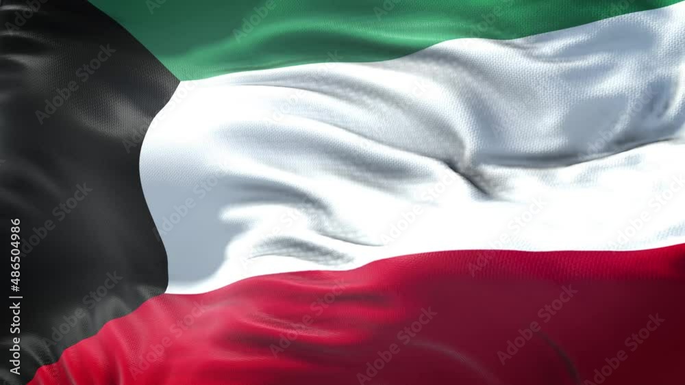 Kuwait flag is waving slow motion in full screen. Loopable 4K ...