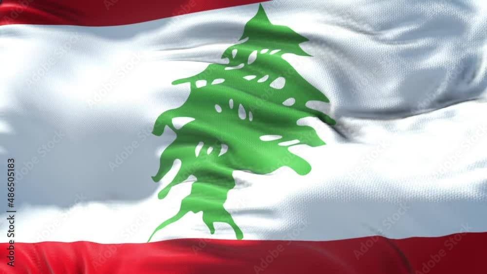 Lebanese flag is waving slow motion in full screen. Loopable 4K ...