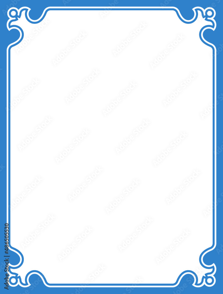Blue border frame board. Vector background or book page. Simple ...