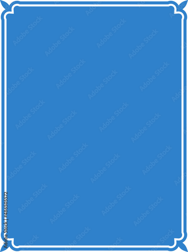 Blue border frame board. Vector background or book page. Simple ...