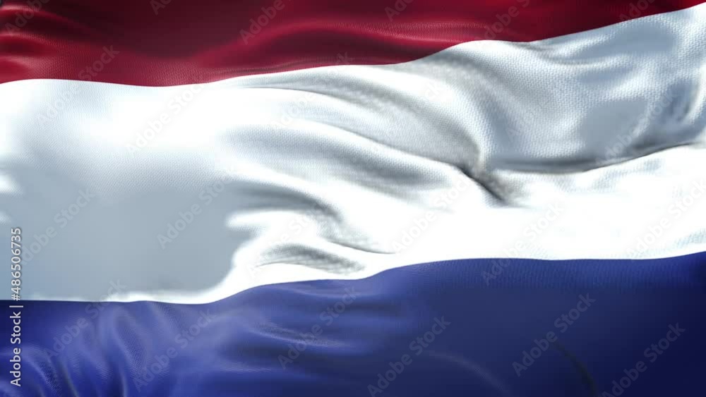 Dutch flag is waving slow motion in full screen. Loopable 4K resolution ...