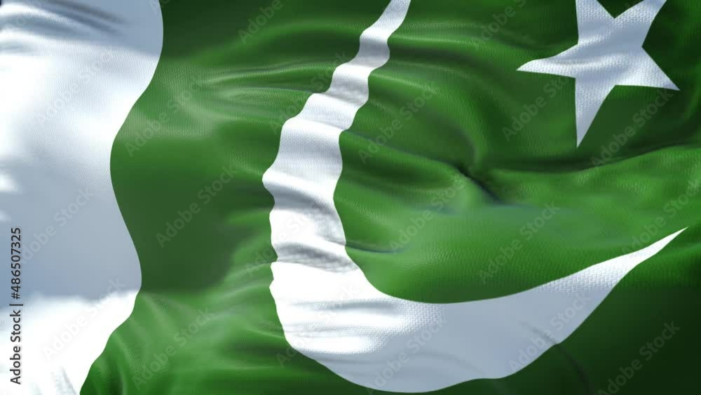 Pakistani flag is waving slow motion in full screen. Loopable 4K ...