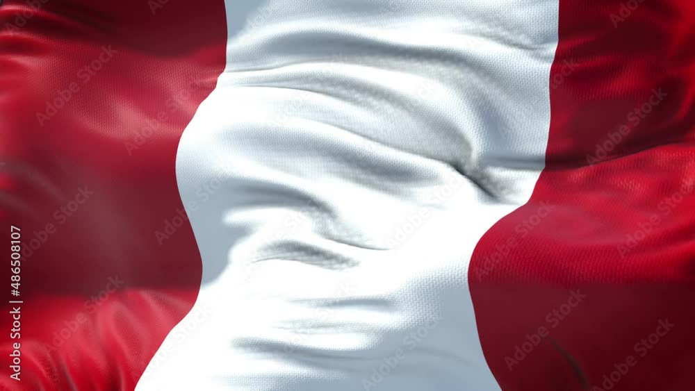 Peru flag is waving slow motion in full screen. Loopable 4K resolution ...