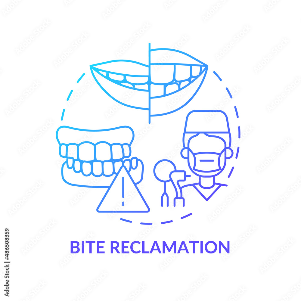 Bite reclamation blue gradient concept icon. Aesthetic dentistry ...