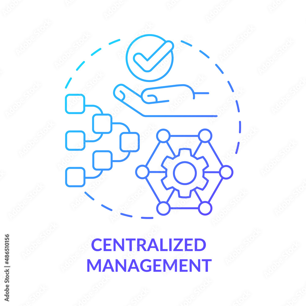 Centralized management blue gradient concept icon. Communication ...