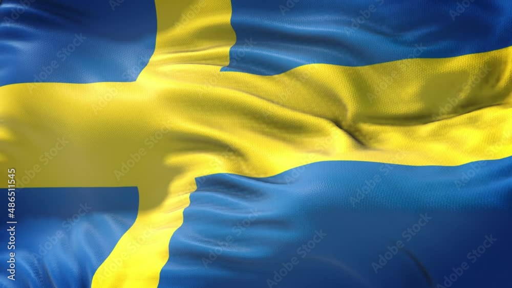 Swedish flag is waving slow motion in full screen. Loopable 4K ...