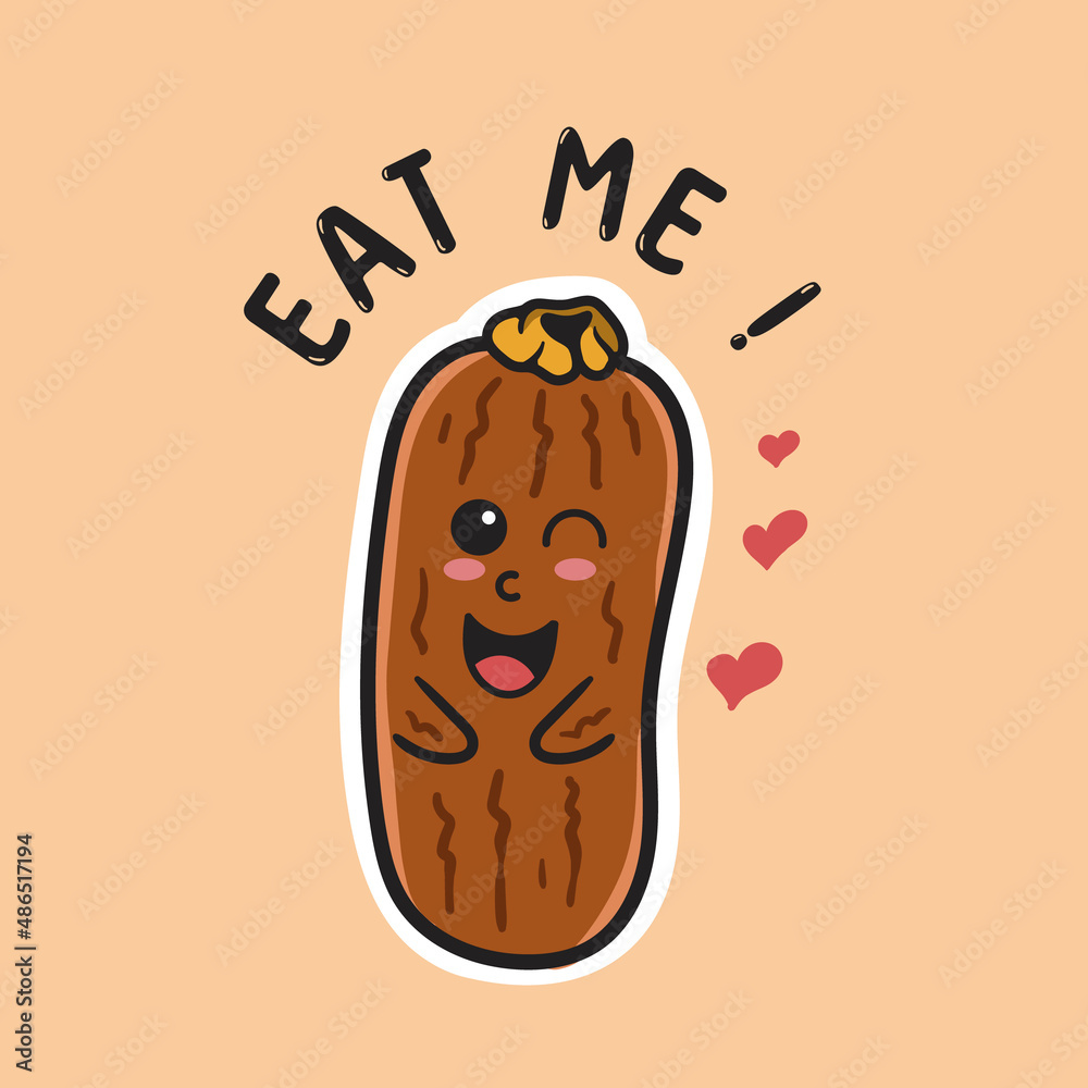 cute date fruit cartoon character sticker illustration Stock Vector ...