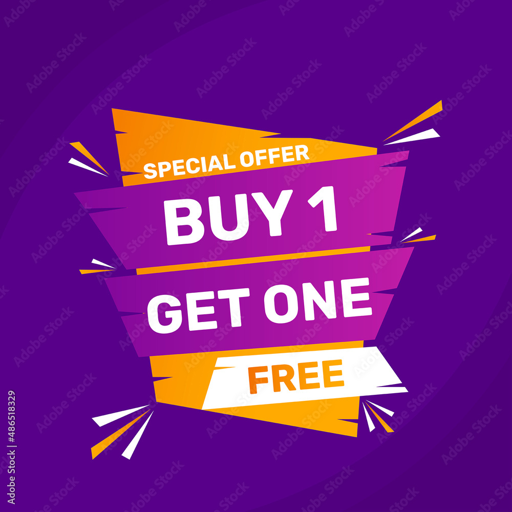 Special offer buy one get one free sale banner with editable text ...
