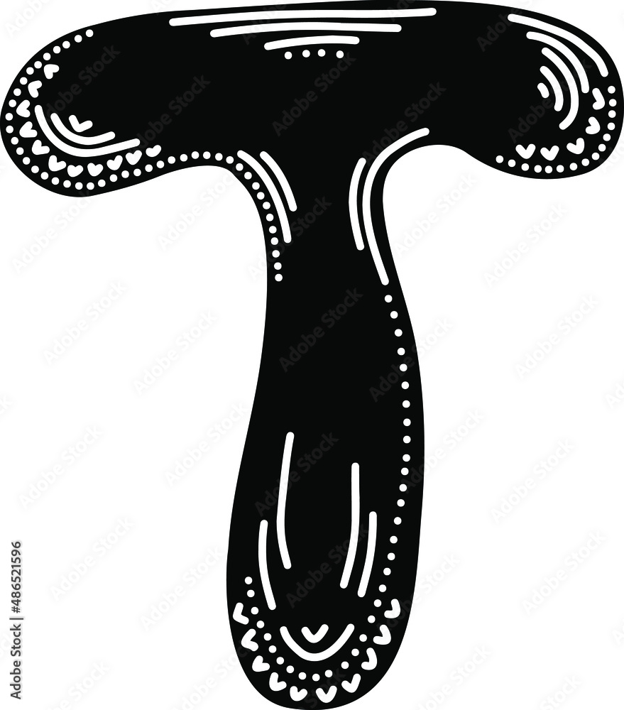 Latin letter "T". Vector black illustration isolated on a white ...
