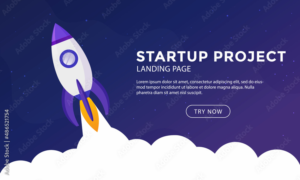 Rocket ship in a flat style. Space rocket launch.Project start up and ...