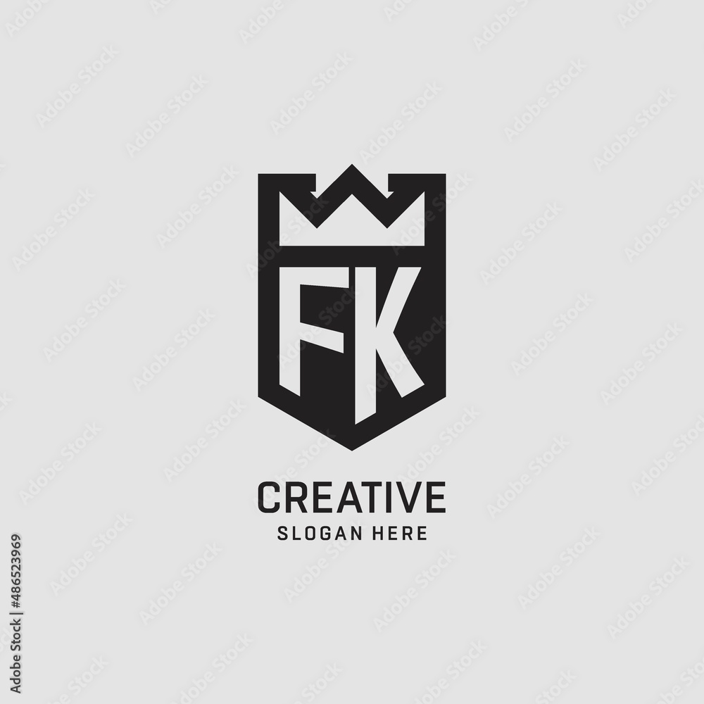 Initial FK logo shield shape, creative esport logo design Stock Vector ...