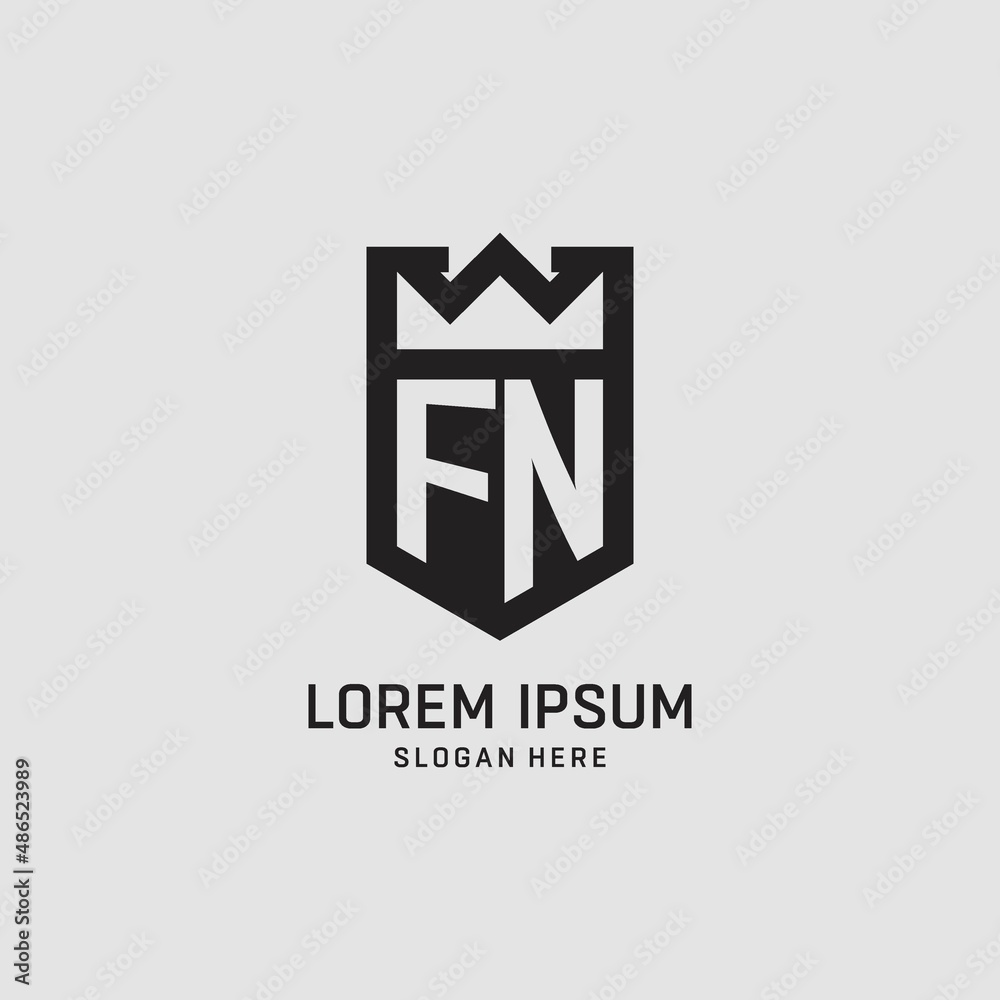 Initial FN logo shield shape, creative esport logo design Stock Vector ...