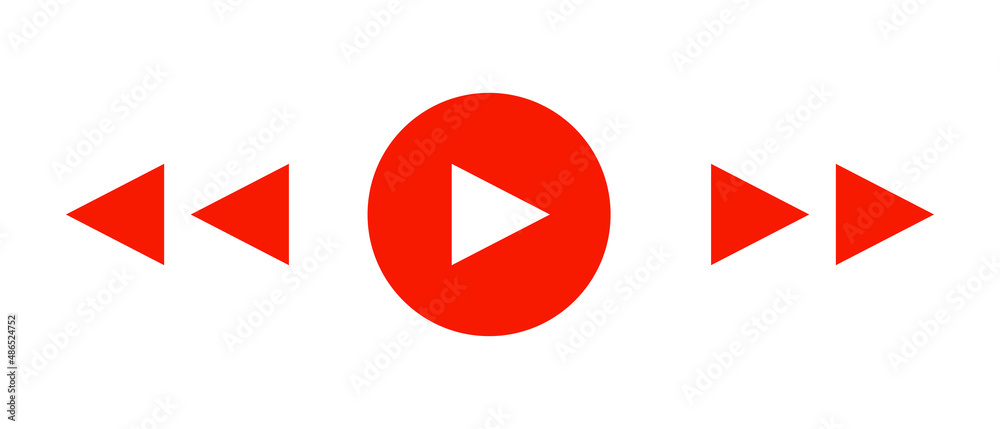 A set of icons for a play button, a fast forward button, and a rewind ...