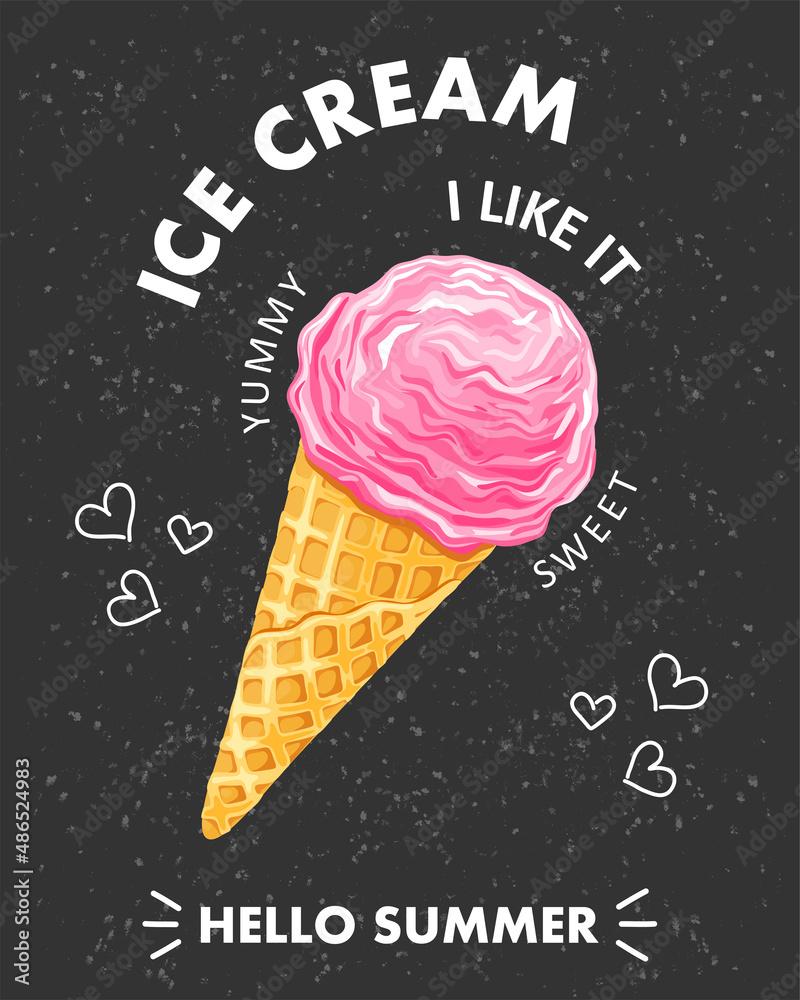 Ice cream cone. Creative vector illustration for poster, banner, card ...