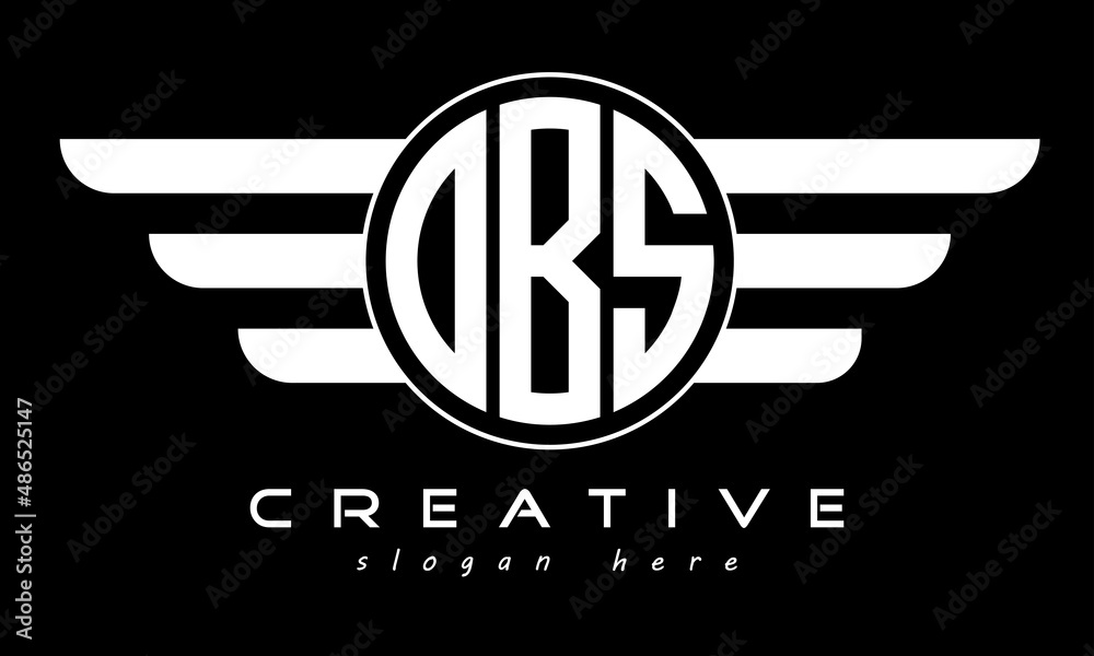OBS three letter monogram type circle letter logo with wings vector ...