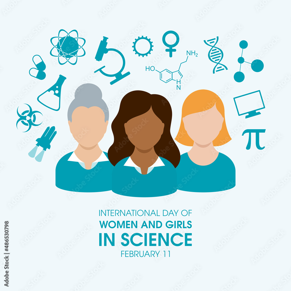 International Day of Women and Girls in Science vector. Female ...