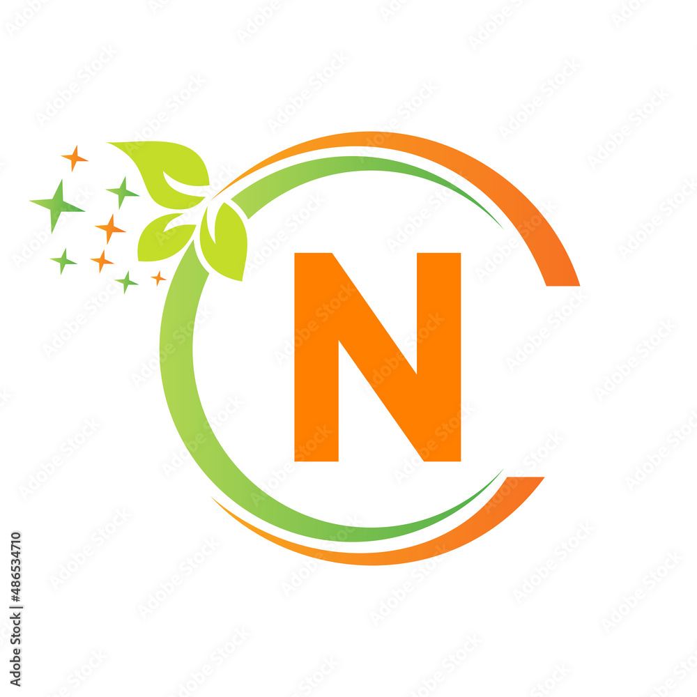 House Cleaning Logo On N Letter Design. Letter N Cleaning Service House ...