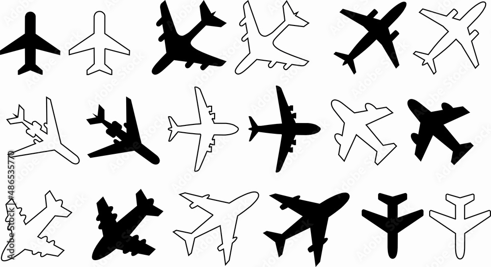 set of black airplane icons,travel symbols Stock Illustration | Adobe Stock