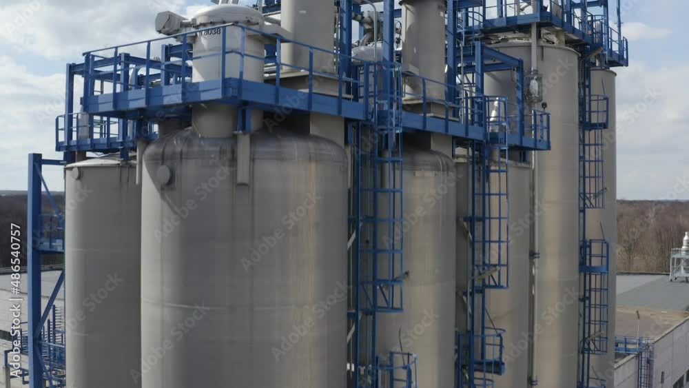 Chemical processing plant. Aerial view of Modern high-tech production ...
