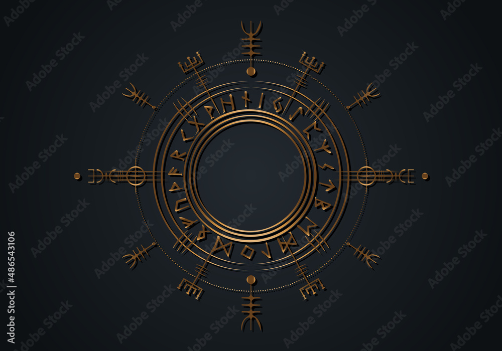 Viking Pagan Asatru Runic Compass, Vegvisir Rune Circle Viking Norse ...