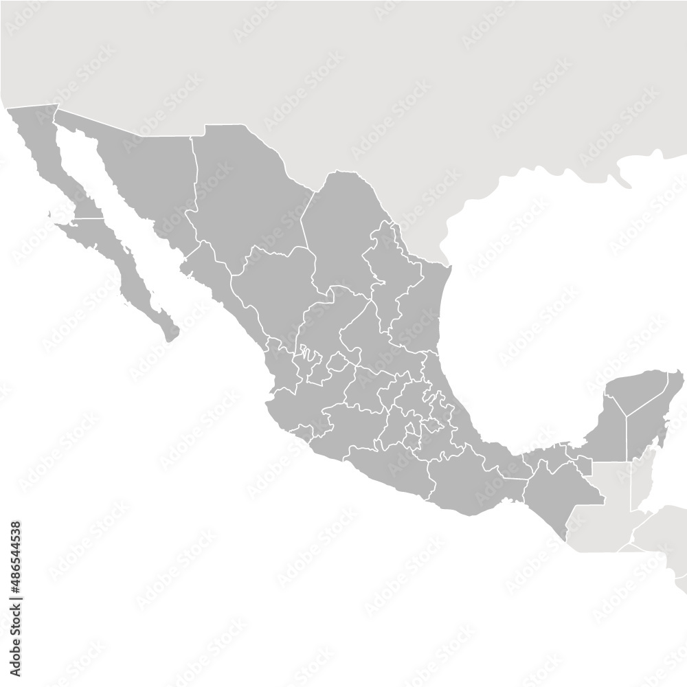 Mapa de México con divisiones Stock Vector | Adobe Stock