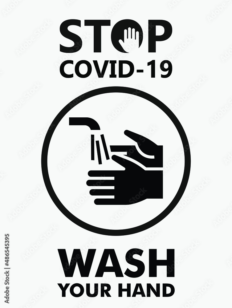 wash your hand stop the Covid-19 signage icon. vector protocol covid ...