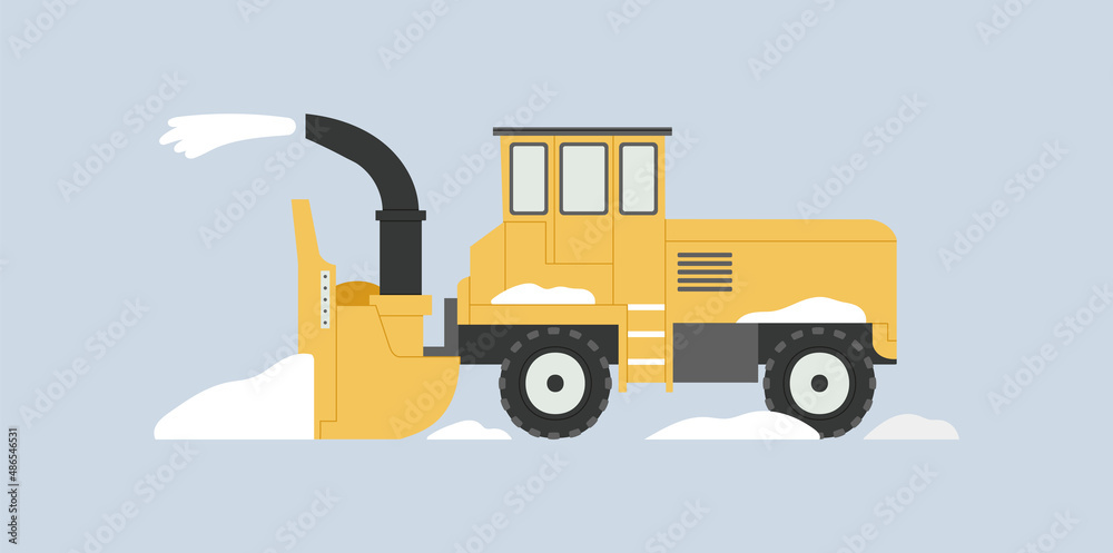 Snowblower. Snowplow. Snow removal from the streets in winter ...