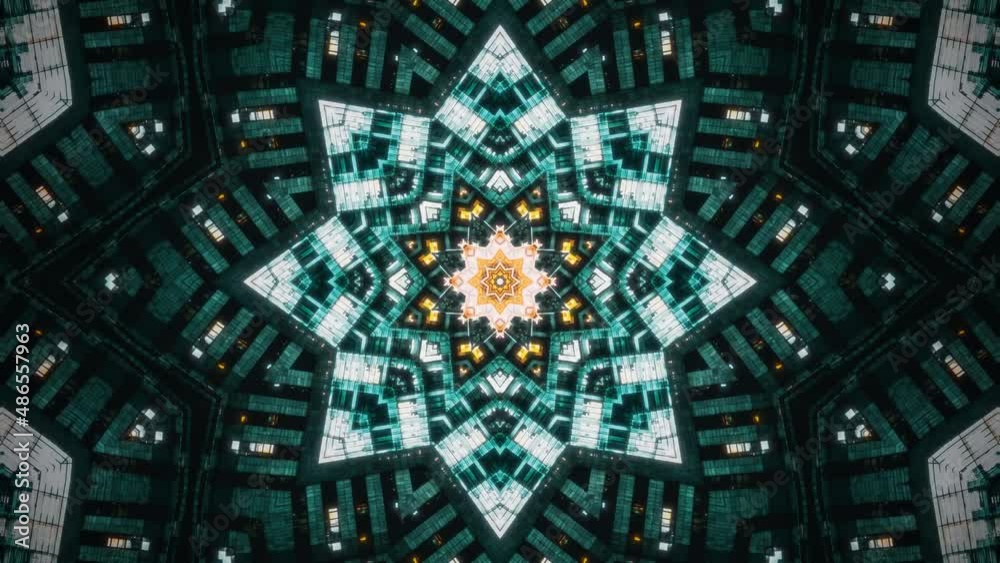 Mandala style kaleidoscope animated loop. Hypnotic colorful fractal for ...
