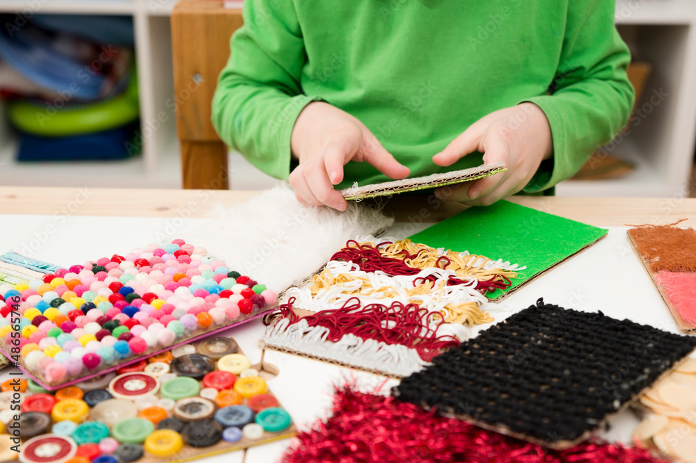 Cards of different textures. Sensory device for infants or children ...