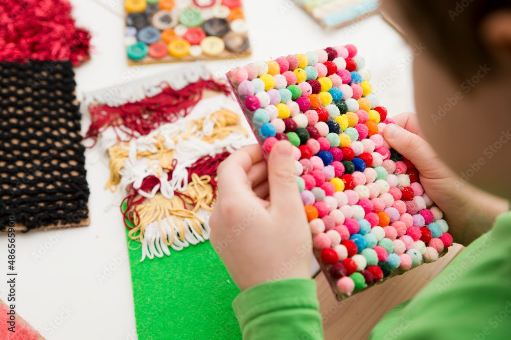Cards of different textures. Sensory device for infants or children ...
