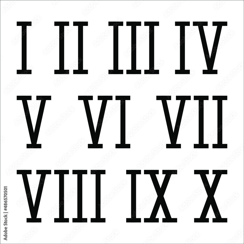 Roman numerals in the style of flat. Isolated on white background ...