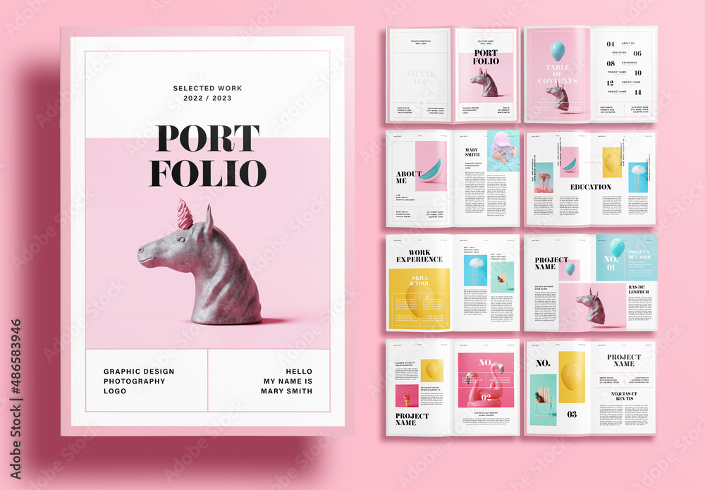 Pink Portfolio Layout Stock Template | Adobe Stock
