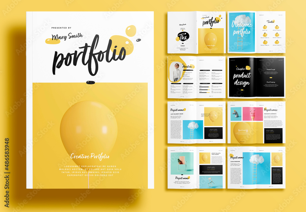 Yellow Portfolio Layout Stock Template | Adobe Stock