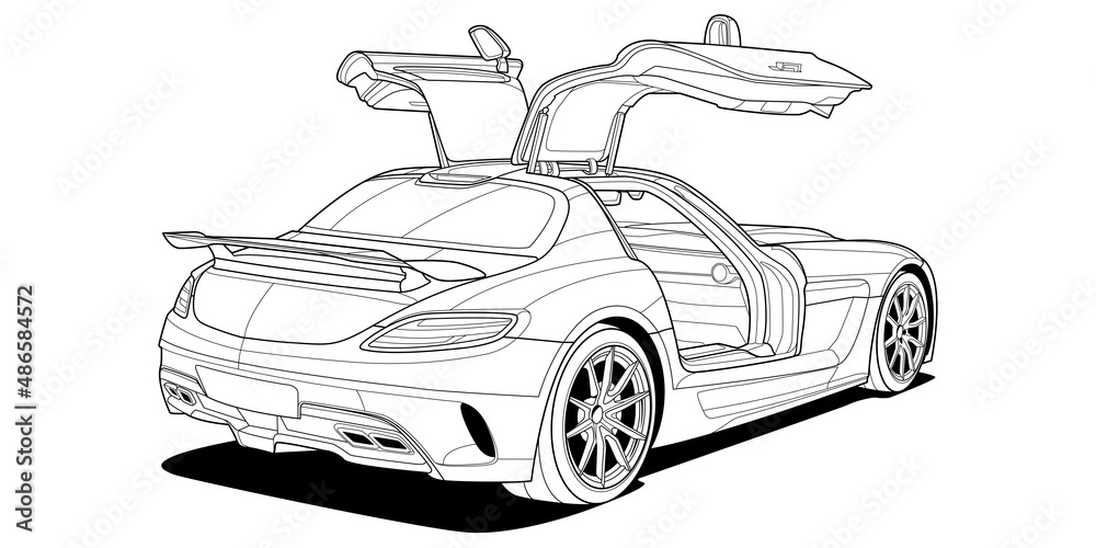 Coloring page vector line art for book and drawing. Black contour ...