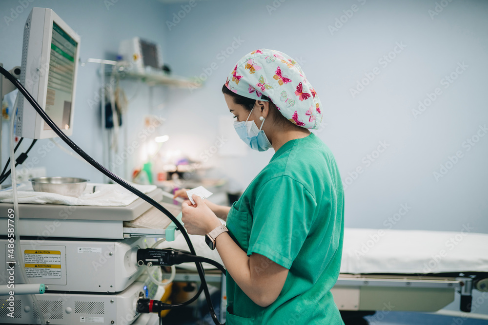 A female doctor prepares a colonoscopy Stock Photo | Adobe Stock