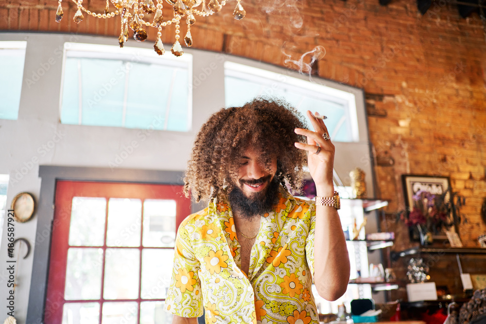 happy smoker Stock Photo | Adobe Stock