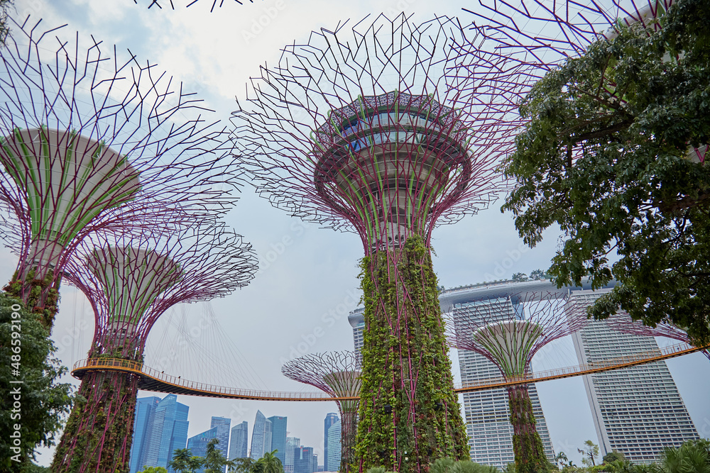 Singapore artificial tree tower structures, sky garden Stock Photo ...