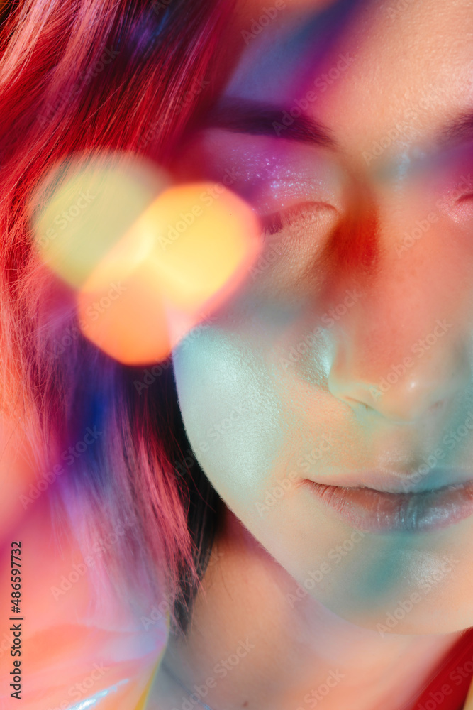 Beauty portrait with light beams Stock Photo | Adobe Stock