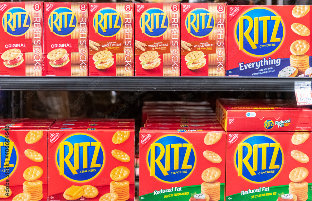 Los Angeles, CA, USA February 19th, 2022 Carton Boxes of Ritz brand ...