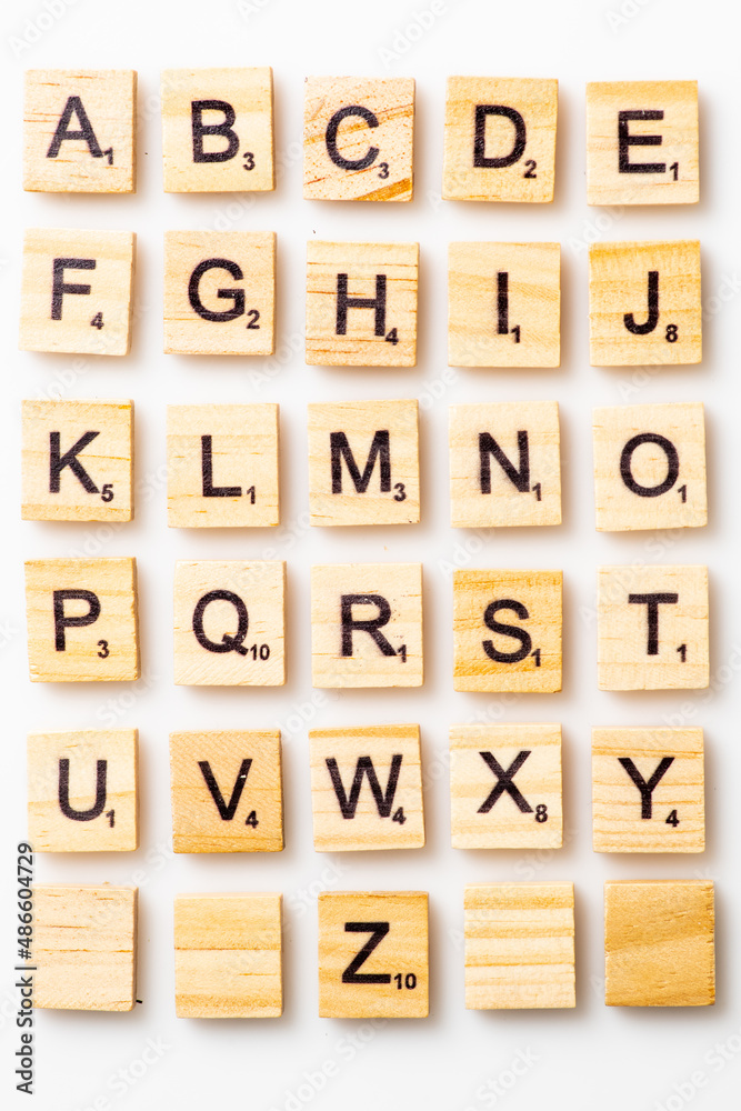 Complete Scrabble letter English alphabet uppercase Stock Photo | Adobe ...